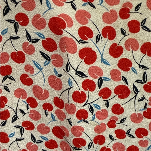 LOFT | Dresses | Loft Red And White Cherry Print Long Sleeve Dress ...